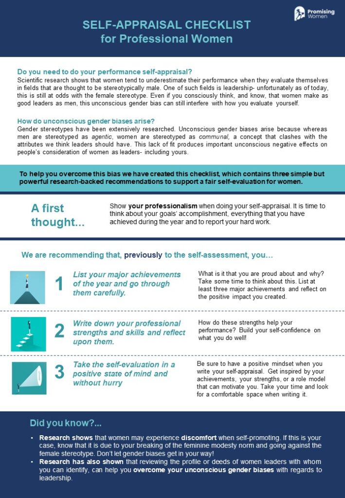 Self-appraisal Checklist for Professional Women - PROMISING WOMEN